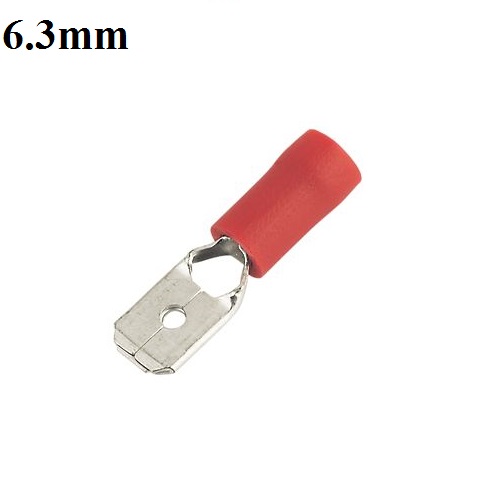 Flat terminal 6.3x0.8mm, MALE half insulated, 0.5-1mm², red