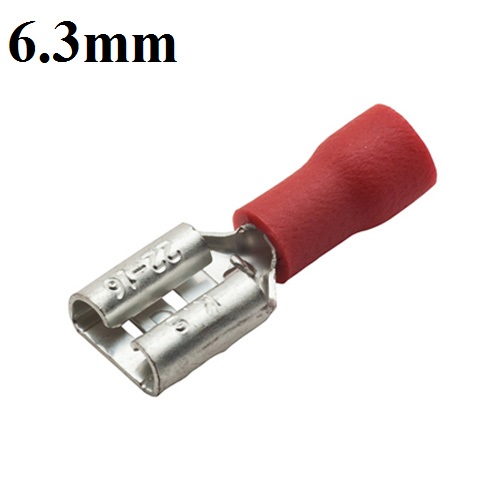 Flat terminal 6.3x0.8mm, FEMALE half-insulated, 0.5-1 mm², red
