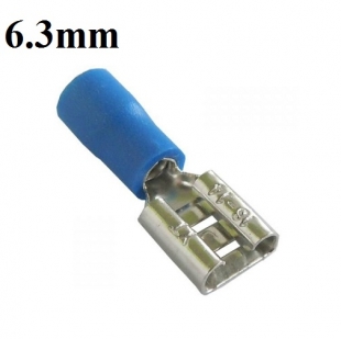 Flat terminal 6.3x0.8mm, FEMALE half insulated, 1.5-2.5 mm², blue