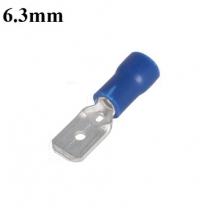 Flat terminal 6.3mm, MALE half-insulated, 6.3x0.8mm,1.5-2.5mm², blue