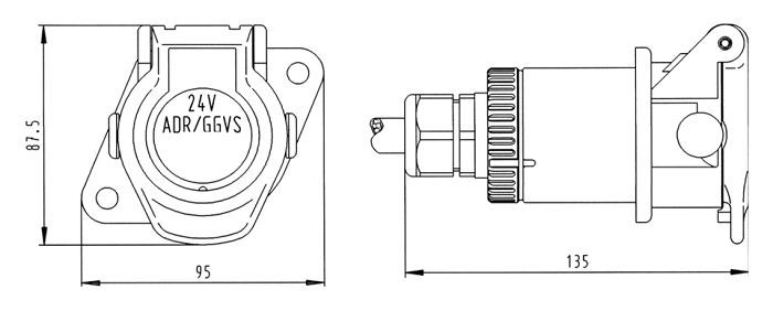 15 pin socket, 24v, 15x male contact, PVC, screw, EJ