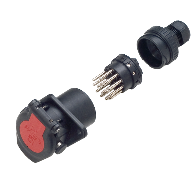 15 pin socket, 24v, 15x male contact, PVC, screw, EJ